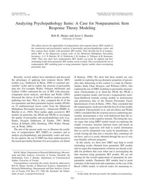 pdf analyzing psychopathology items a case for nonparametric item
