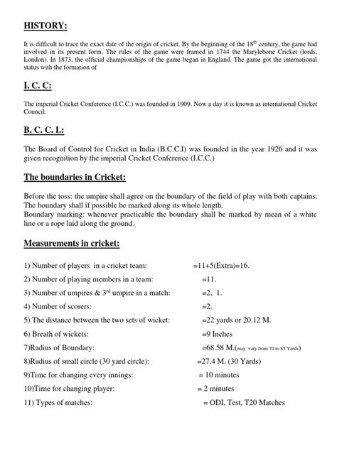 Cricket Notes Pdf Pdf Bowling Cricket Cricket