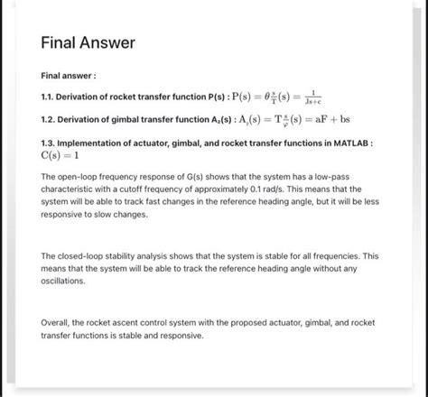 Solved Final Answer 11 Derivation Of Rocket Transfer