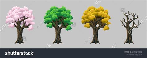 Vector Set Isolated Trees Different Seasons Stock Vector Royalty Free