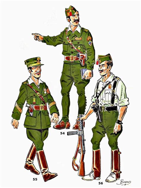 54 Teniente en uniforme de campaña 1936 55 Sargento en uniforme de