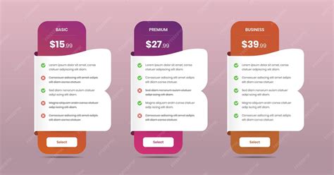 Premium Vector Modern Professional Business Subscription Pricing Plans Comparison With