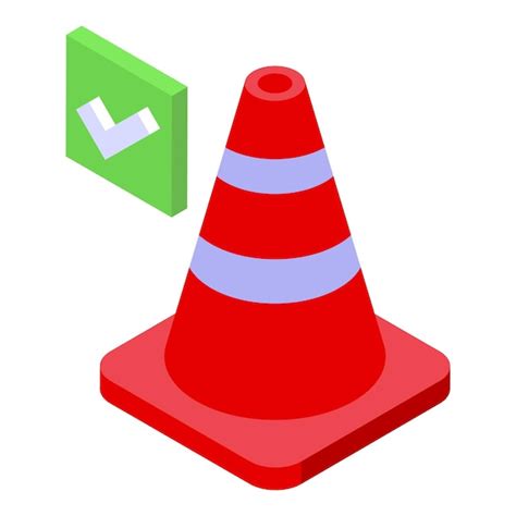 Premium Vector Isometric Traffic Cone With Checkmark Symbol