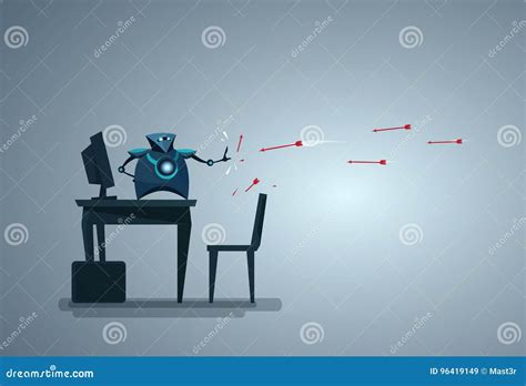 Modern Robot Protecting Computer Database From Attack Artificial Intelligence Data Security