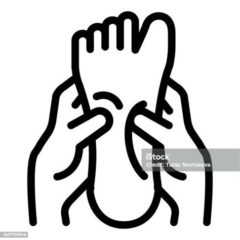 두 손은 한 발 라인 아이콘 스파 살롱 절차 개념 흰색 배경에 발 마사지 기호 개요 스타일의 모바일 개념 웹 디자인의 발 관리 아이콘입니다 벡터 그래픽 0명에 대한 스톡