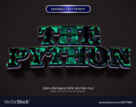 Editable Text Effect The Python D Wild And Skin Vector Image