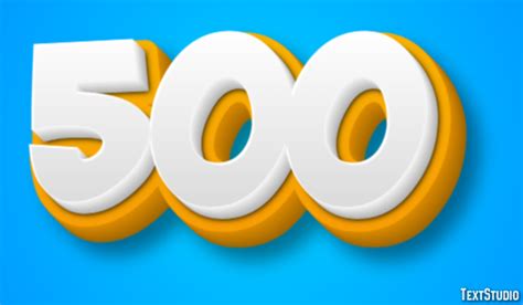 500 Yellow White 3d Text Effect Generator