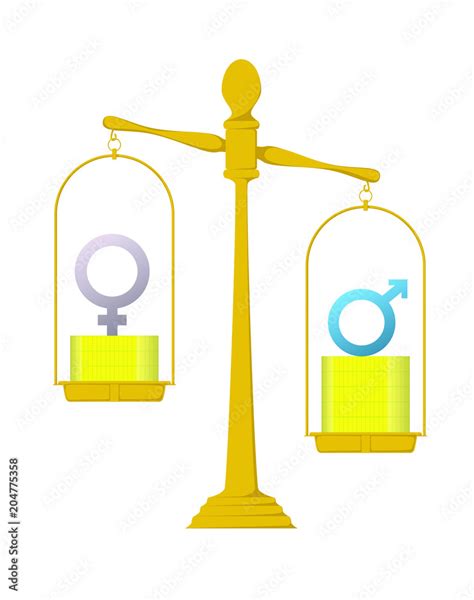 Wage Difference Between Men And Women Represented By A Scale Where The
