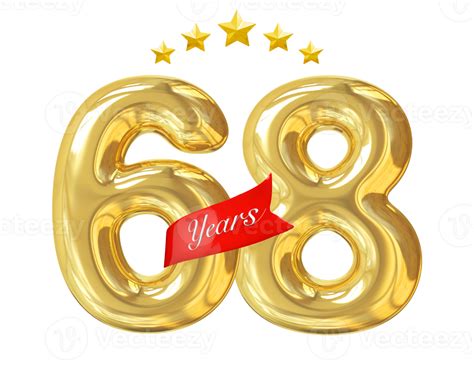 68 Years Anniversary Golden 11287815 Png