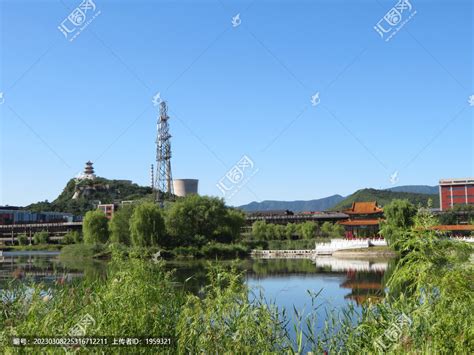 首钢游乐园之湖畔一角 历史遗迹 建筑摄影 摄影 汇图网www huitu
