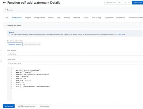 Use A Function Compute Node To Periodically Add Watermarks To Pdf Files Dataworks 阿里雲