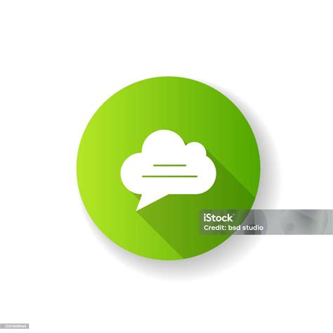 Chat Awan Hijau Desain Datar Bayangan Panjang Glyph Ikon Ilustrasi Stok