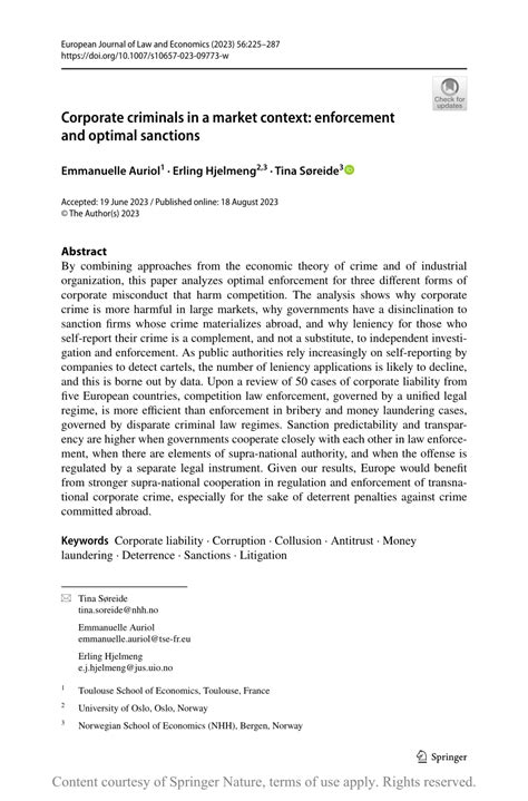 pdf corporate criminals in a market context enforcement and optimal sanctions