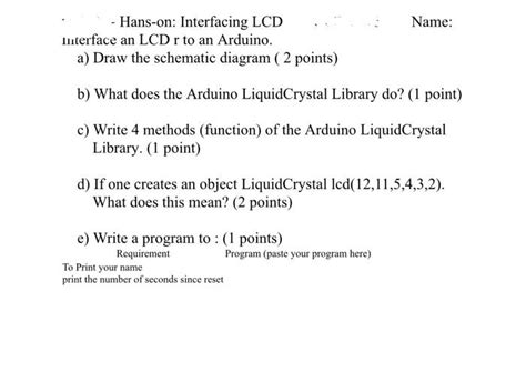 Solved Name Hans On Interfacing Lcd Interface An Lcd R