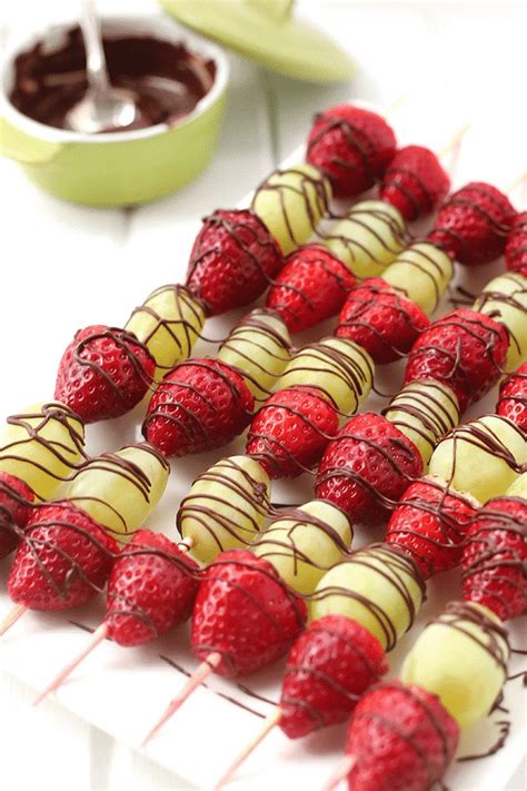 Chocolate Drizzled Fruit Skewers