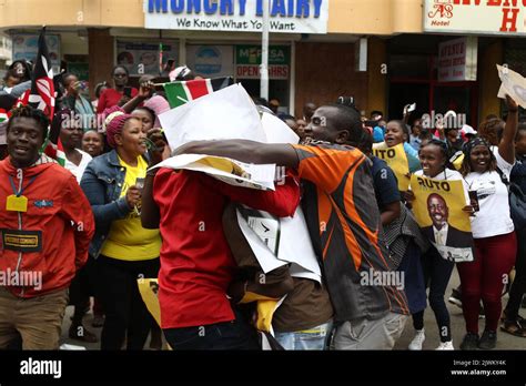 Supporters Of Kenyas President Elect William Ruto Cheer Following The
