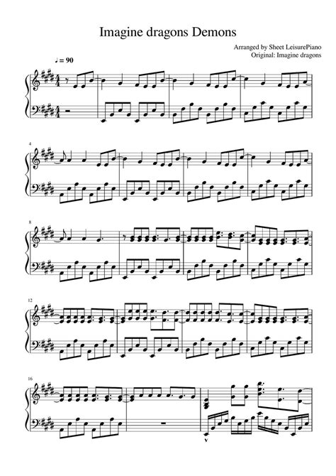 Imagine Dragons Demons Sheets By Leisure Piano Sheets Yt