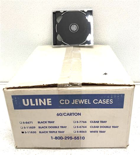 Uline S 11830 Box Of 60 Black Triple Tray Multi Cd Jewel Case 3 Cd B7b