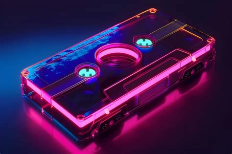 Neon Cassette Nostalgia Of The 90s Audio Cassette For Listening To