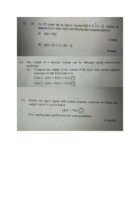 Solved Q2 A An Ltt System Has An Impulse Response H[n]