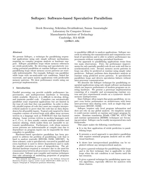 Pdf Softspec Software Based Speculative Parallelism