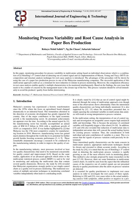 Pdf Monitoring Process Variability And Root Cause Analysis In Paper Box Production
