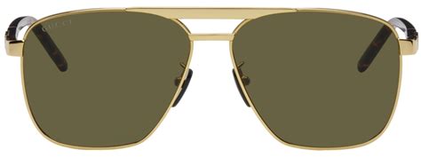 Gucci Gold Aviator Sunglasses Ssense