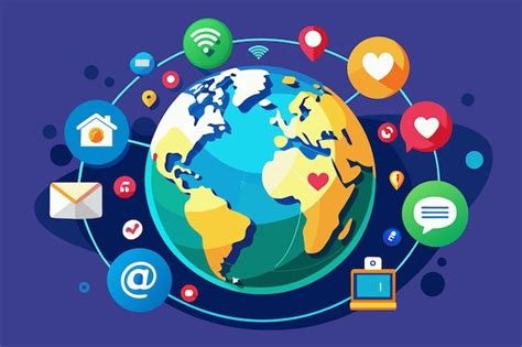 Premium Vector | A globe with interactive social media icons pulsating around it signifies ...