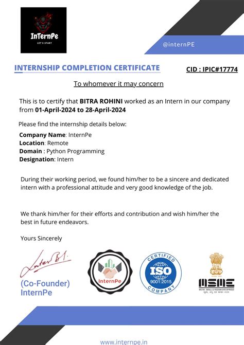 rohini bitra on linkedin internpe python internship growth