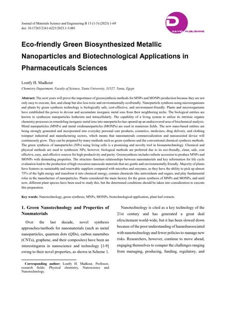 Plant Based Green Synthesis Of Nano Particles Using Environment