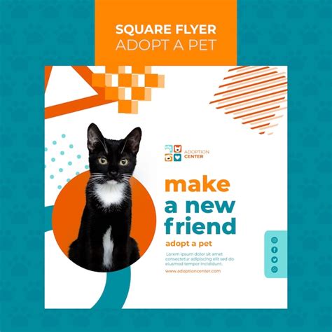 Adoptez Un Style De Flyer Carré Pour Animaux De Compagnie Psd Gratuite
