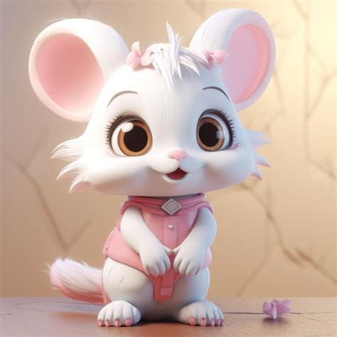 Premium Photo Chibi Mouse In Pink Outfit Cute 3d Render