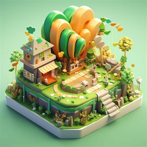 Premium Ai Image A Model Of A Garden With A Building And Trees