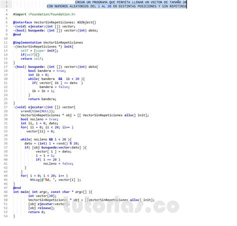 POO Objective C Vector Sin Datos Repetidos Tutorias Co