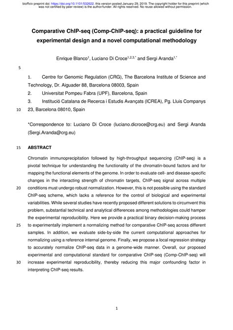 Pdf Comparative Chip Seq Comp Chip Seq A Practical Guideline For Experimental Design And A