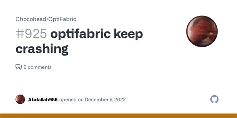 Optifabric Keep Crashing · Issue 925 · Chocoheadoptifabric · Github
