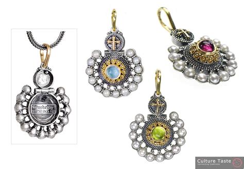 Gerochristo 1134 ~ Solid Gold Silver And Pearls Medieval Byzantine Pendant