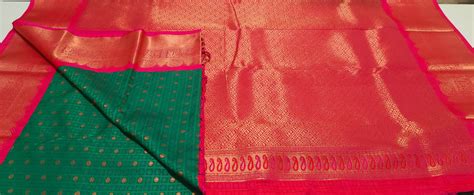 Kss Emerald Greentomato Pink Lakshadeepam Korvai Traditional Silk