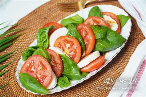 토마토 카프레제 치즈 샐러드 만드는법 발사믹 드레싱 소스 만들기 네이버 블로그