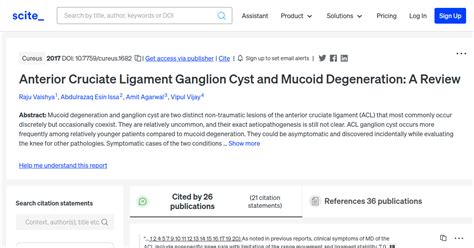 Anterior Cruciate Ligament Ganglion Cyst And Mucoid Degeneration A