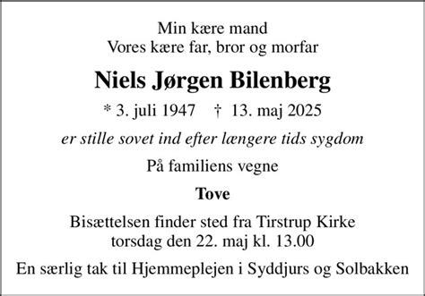 Niels Jørgen Bilenberg Danmarks Største Medie For Mindesider Og Dødsannoncer