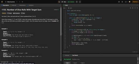 Day 37 Of 100daysofcode Dice Rolls With Target Sum Vaibhav Kadam