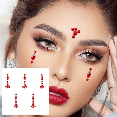 얼굴 보석 임시 문신 눈 이마 Bindi 점 진주 보석 메이크업 스티커 스파클 다이아몬드 눈물 보석 할로윈 레이브
