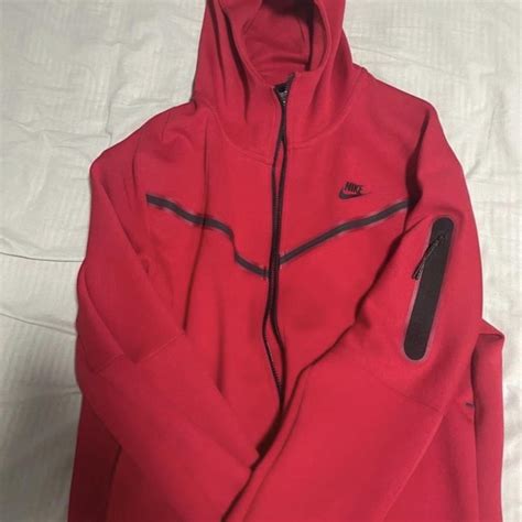 Red Nike Tech Fleece Worntwice No Marks Perfect Depop