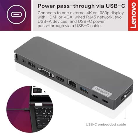 Lenovo Usb C Mini Dock In Portable Dock With Hdmi Vga Usb C Usb Usb Mm Audio