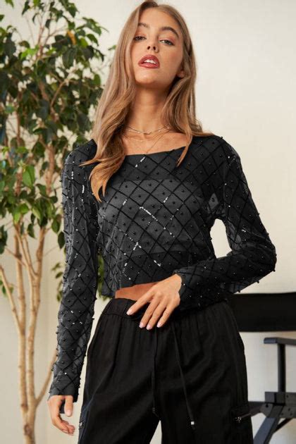 Dvd Sequin Mesh Top Miss Cocky