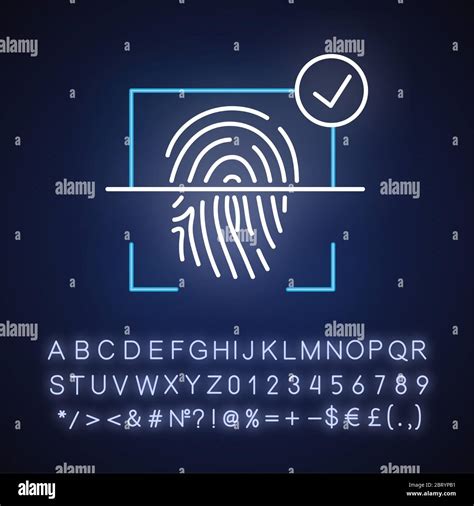 Finger Print Scanner Neon Light Icon Stock Vector Image And Art Alamy