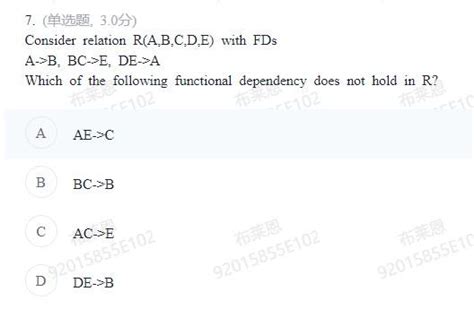 Solved 7 単选题 30分 Consider Relation Rabcde With
