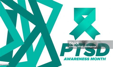 6 월 Ptsd 인식의 달 외상 후 스트레스 장애 미국에서 매년 축하 의료 및 인식 디자인 포스터 카드 배너 및 배경 벡터 일러스트레이션 0명에 대한 스톡 벡터 아트 및