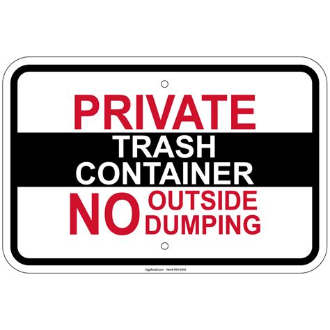 Heavy Gauge Private Trash Container No Outside Dumping 12x18 Aluminum